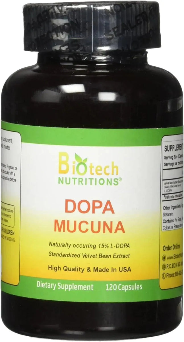 Biotech Nutritions Dopa Mucuna 15% L-Dopa 120 Capsulas – The Red Vitamin MX