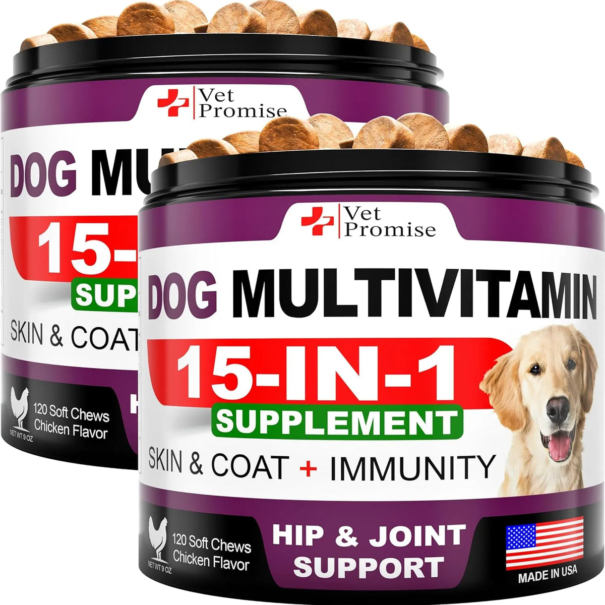 Vet Promise Dog Multivitamin Chewable Chicken Flavor 120 Masticables 2 ...