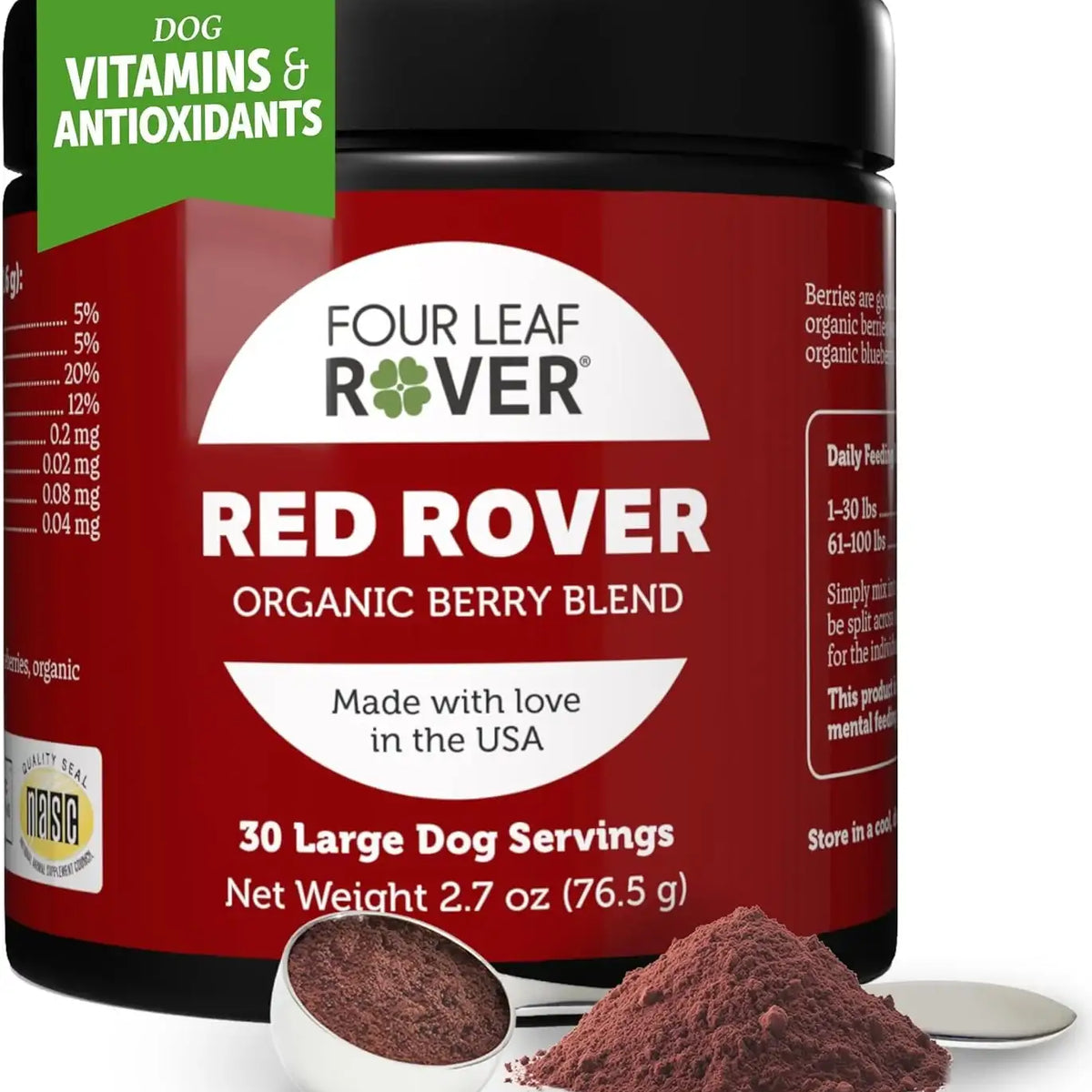 FOUR LEAF ROVER Red Rover Dog Urinary Tract Supplement 30 Servicios 76 ...