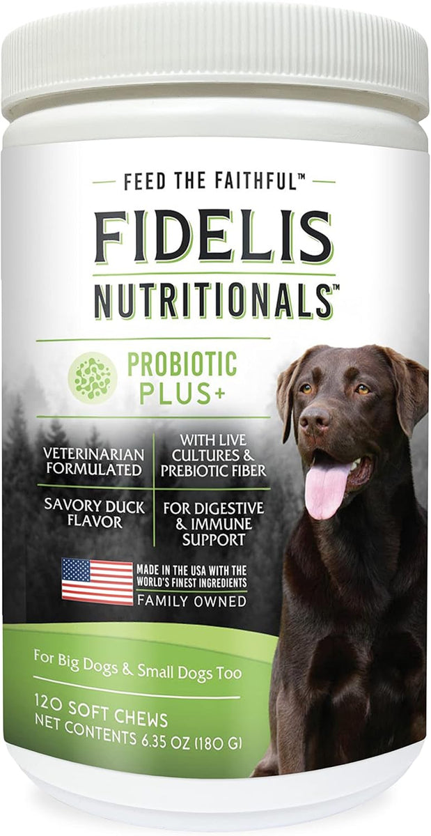 FIDELIS Probiotic Plus+ Pet Probiotics for Dogs 120 Masticables – The ...