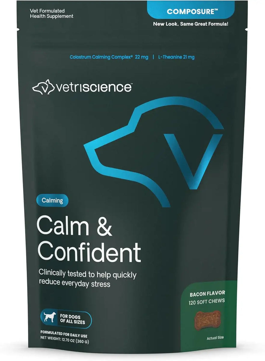 VetriScience Long Lasting Calm & Confident Calming Chews Bacon 120 Mas ...
