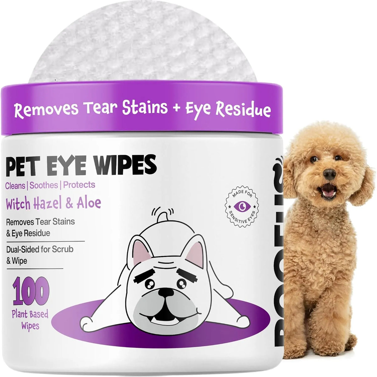 ROOFUS THE DOG Dog Tear Wipes to Removes Tear Stains & Eye Residue 100 ...