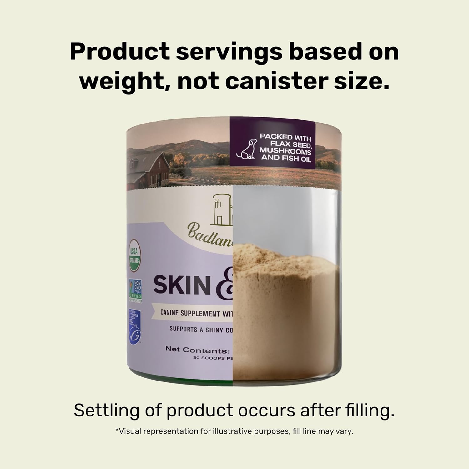 BADLANDS RANCH Skin & Coat Canine Supplement w/Omega-3 Fatty Acids 90G ...