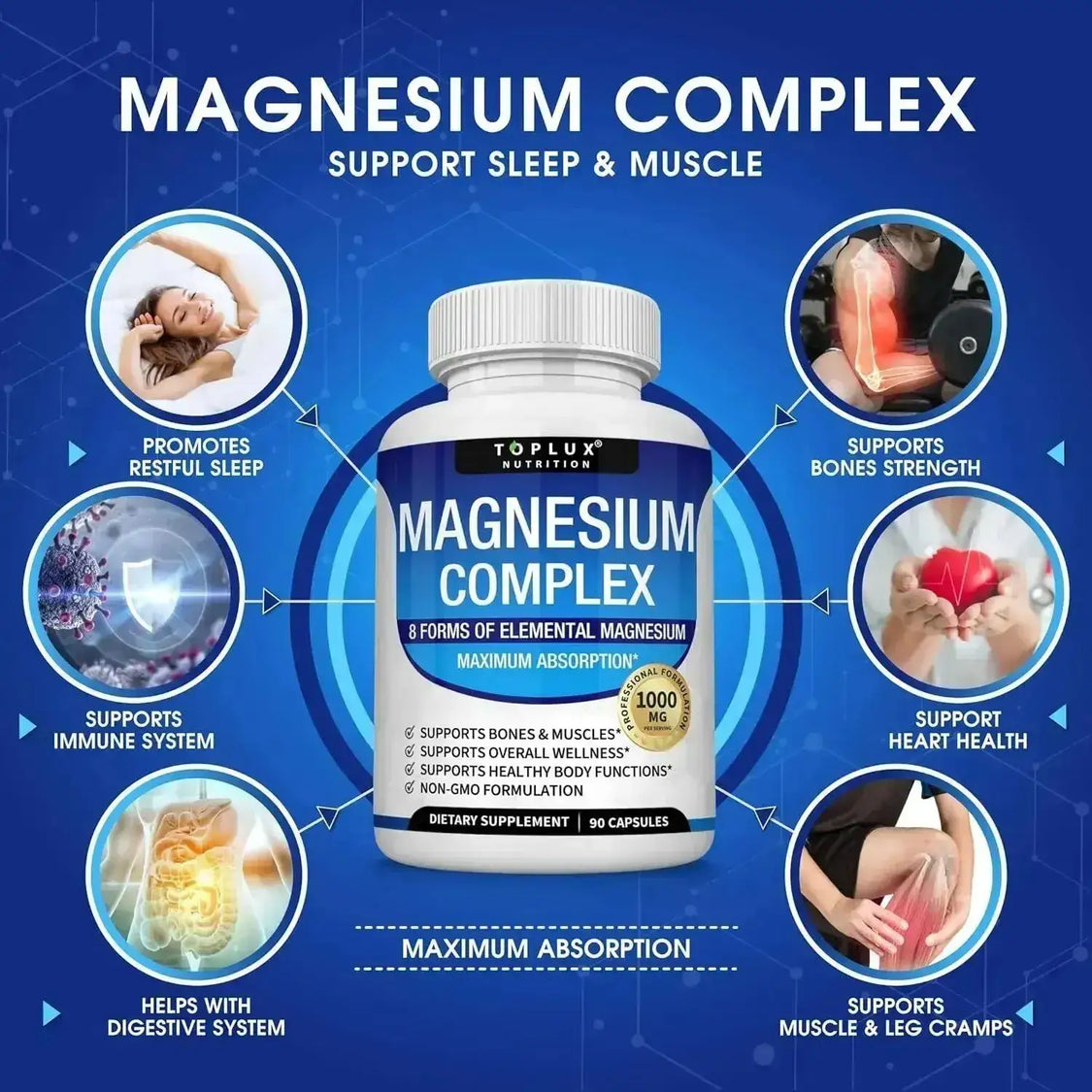 Toplux Magnesium Complex 1000Mg. 90 Capsulas – The Red Vitamin MX