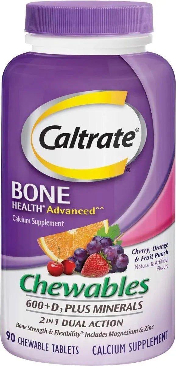 Caltrate Chewables 600 Plus D3 Plus Minerals Calcium 90 Tabletas Masti ...